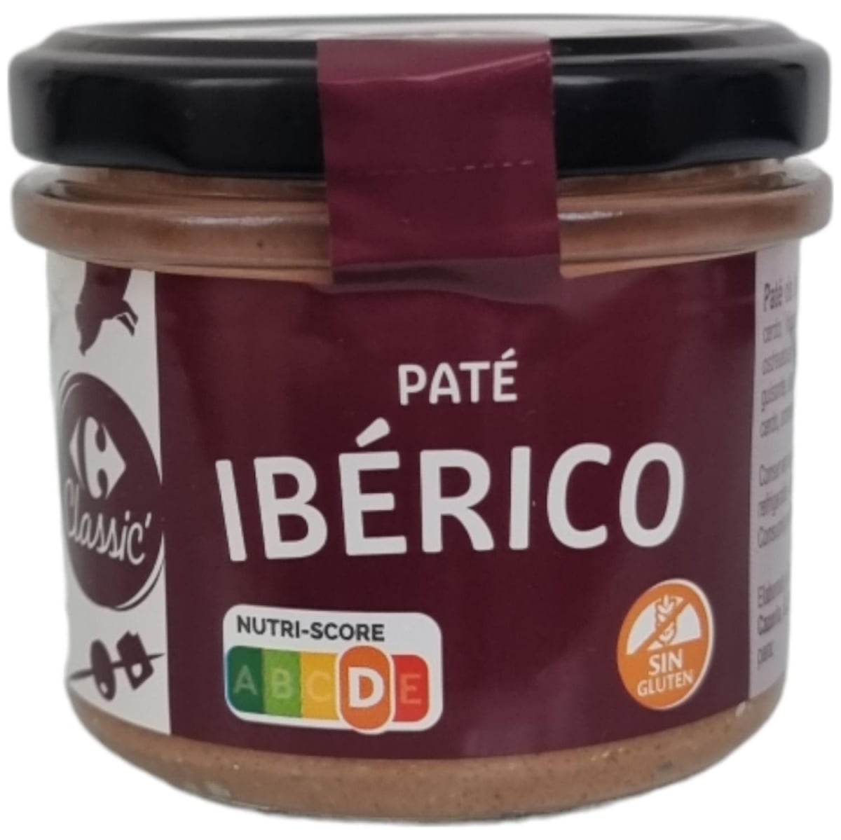 Pate de hígado de cerdo ibérico Classic Carrefour sin gluten 110 g.