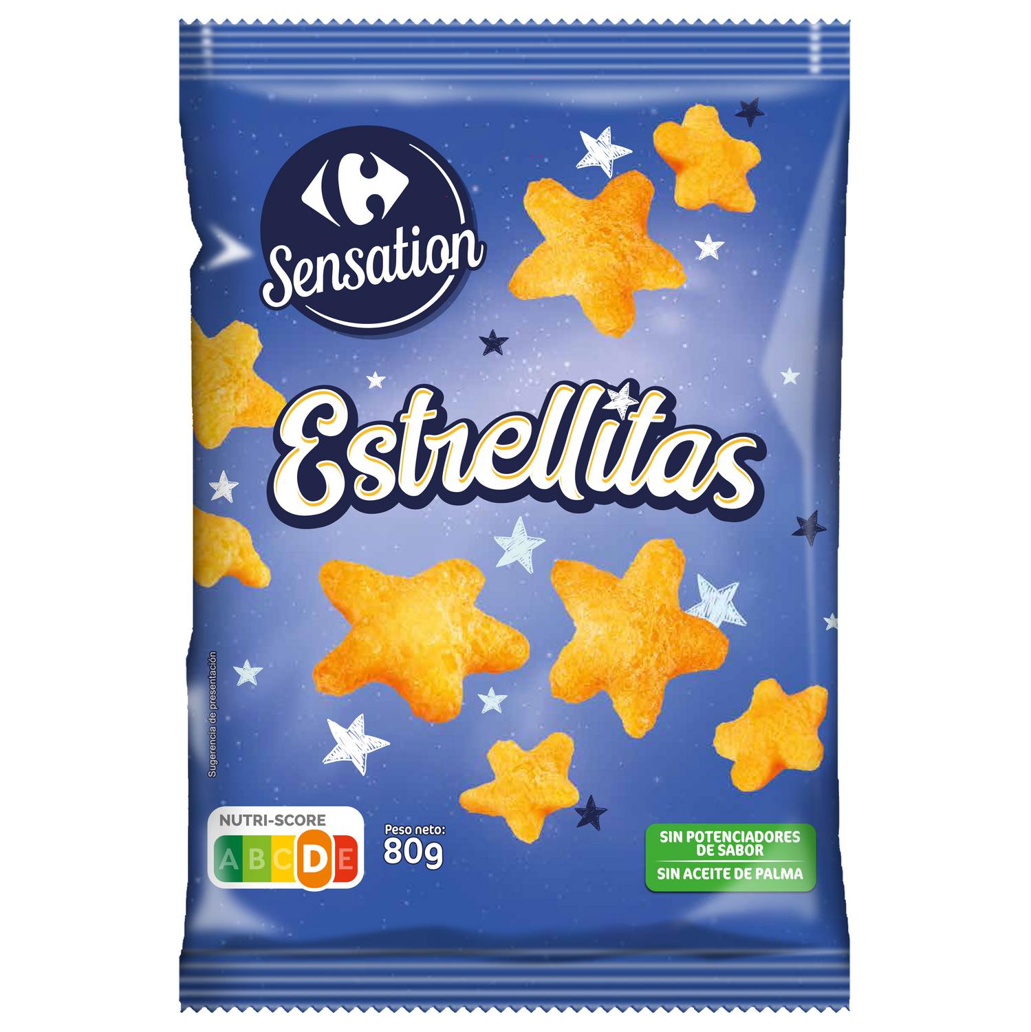 Estrellitas de maíz crujiente Sensation Carrefour sin aceite de palma ...