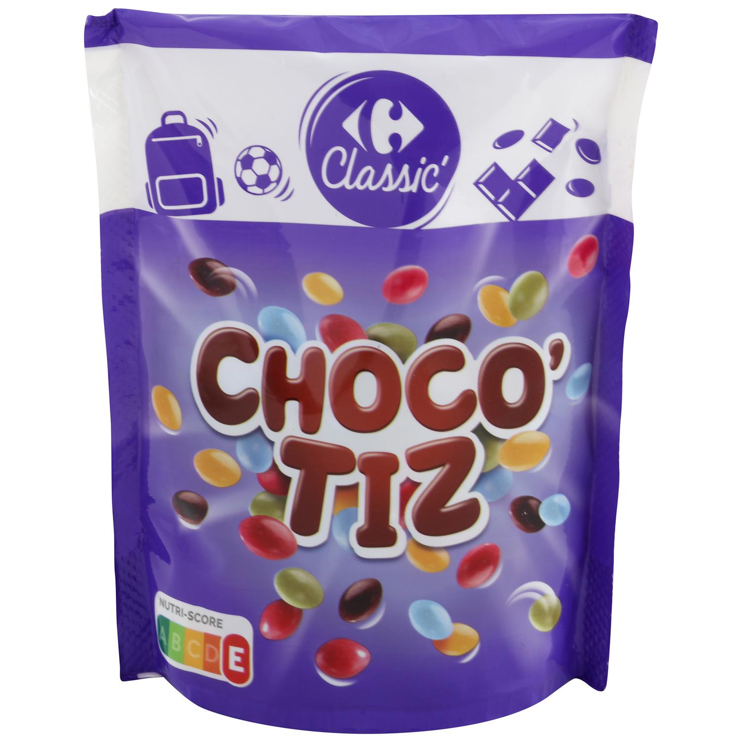 Grageas de chocolate Chocotiz Carrefour Classic 250 g. en Ahorramercado.com