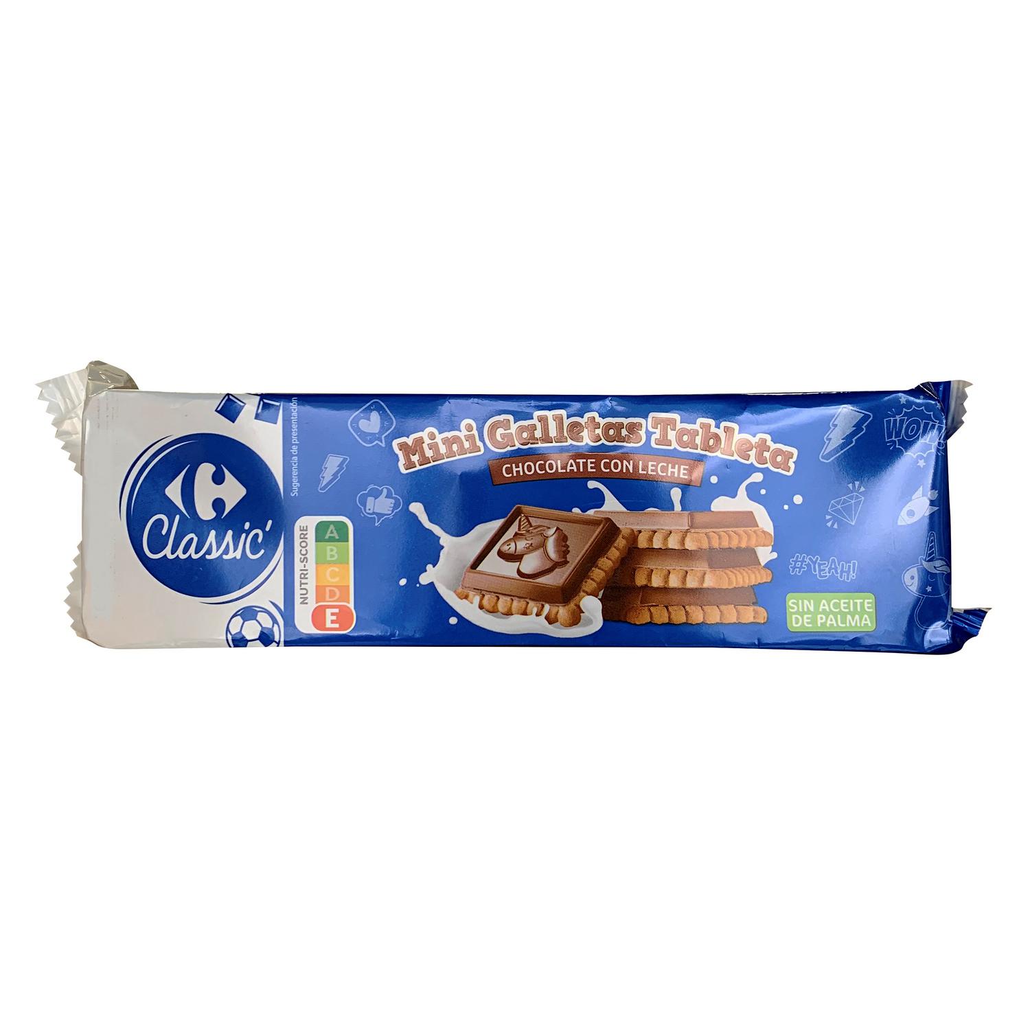 Galletas mini con tableta de chocolate con leche Carrefour Classic 160 ...