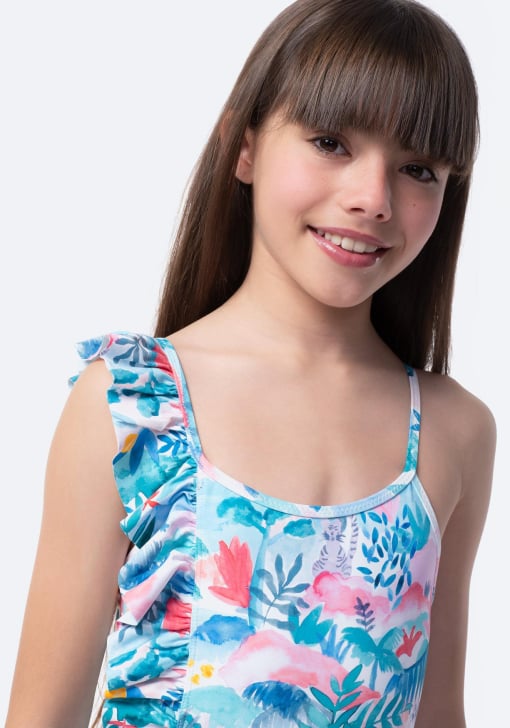 Bañador estampado con volante de Niña TEX | Ofertas Carrefour Online
