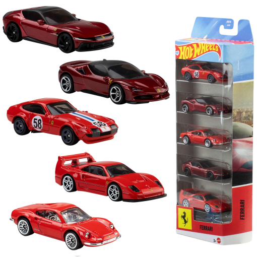 Hot Wheels Pack de 5 Coches Ferrari, Vehículos y accesorios +3 años ...