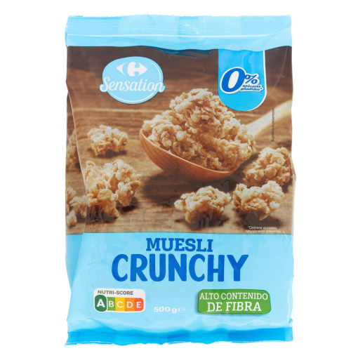 Muesli Crujiente Carrefour Sensation Sin Az car A adido 500 G Muesli Crujiente Carrefour Sensation Sin Az car A adido 500 G