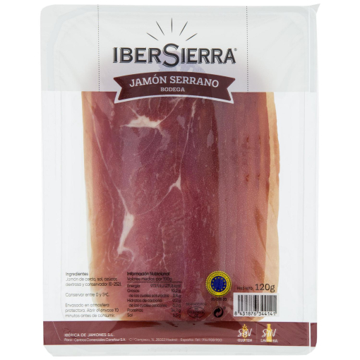 Jamón Serrano Bodega en lonchas IberSierra sin gluten y sin lactosa 120 ...