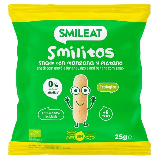 Snack con manzana y plátano ecológico Smileat sin gluten 25 g ...