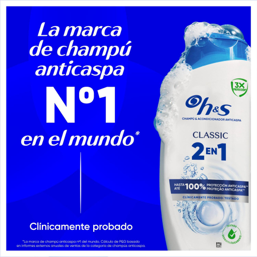 Champú y acondicionador anticaspa 2 en 1 Classic H&S 625 ml ...
