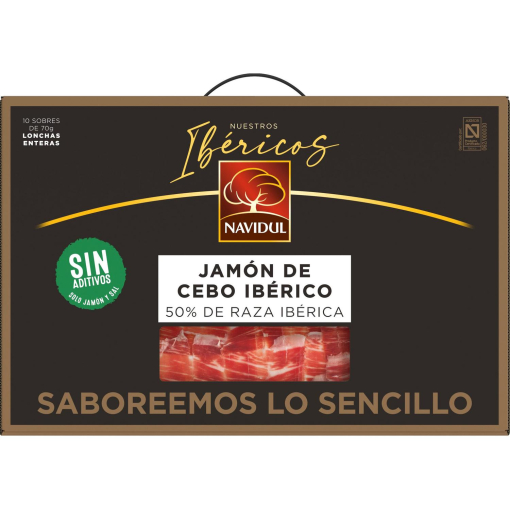 Maletín de Jamón de Cebo Ibérico 50% Raza Ibérica en lonchas Navidul 10 ...