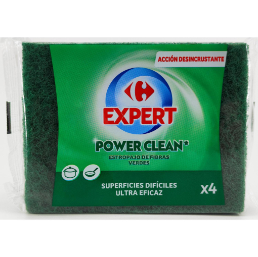 Set 4 Estropajo de Fibra CARREFOUR - Verde | Supermercado Online Carrefour