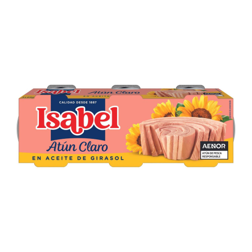 Atún claro en aceite de girasol Isabel pack de 3 latas de 52 g ...