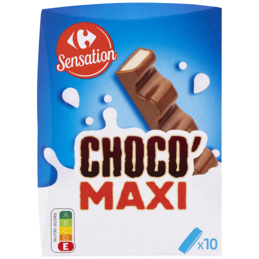Barritas de crema de leche bañadas en chocolate Choco Maxi Carrefour ...