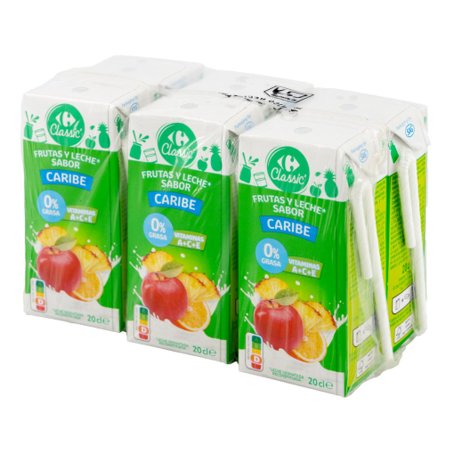 Zumo de frutas y leche Carrefour Classic sabor caribe pack de 6 briks ...
