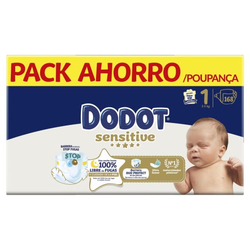 Pañales Dodot Sensitive T1 (2-5 kg) 168 ud. | Supermercado Online Carrefour